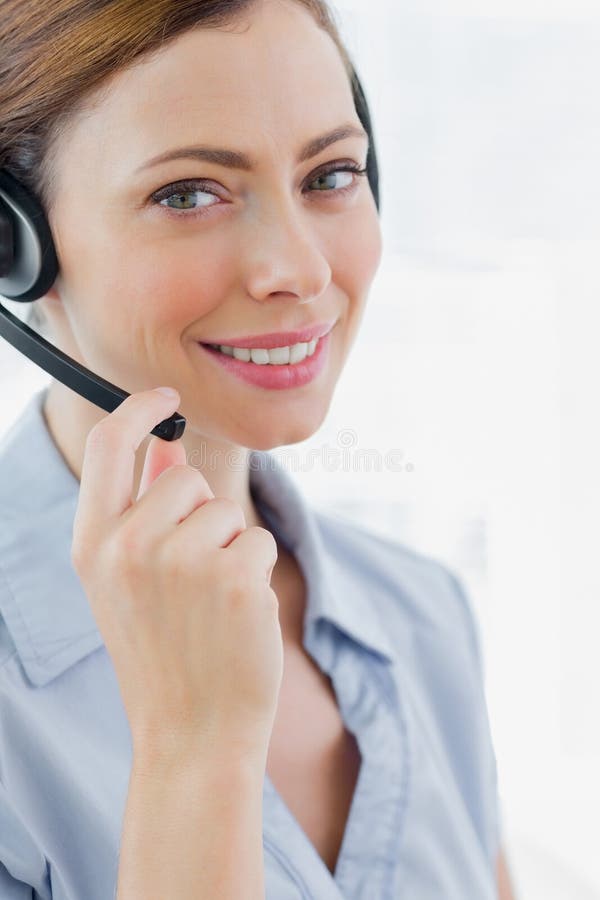 Call Centre Agent Wearing Headset Smiling at Camera Stock Image - Image ...