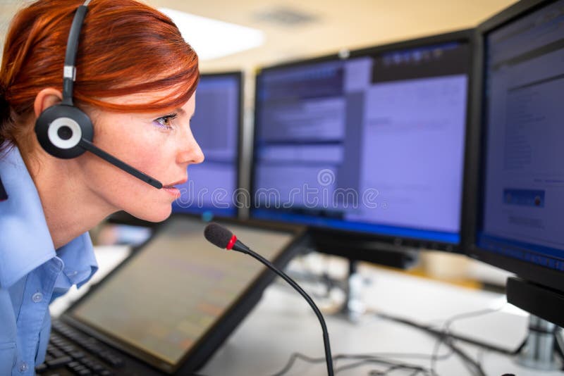 Call Centre Employee Communicating Over Phone Stock Photo - Image of ...