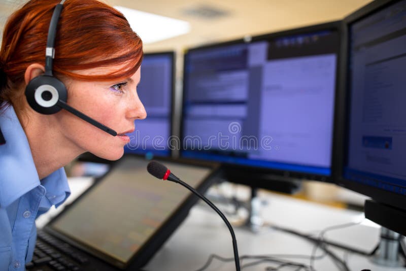 Call Centre Employee Communicating Over Phone Stock Photo - Image of ...