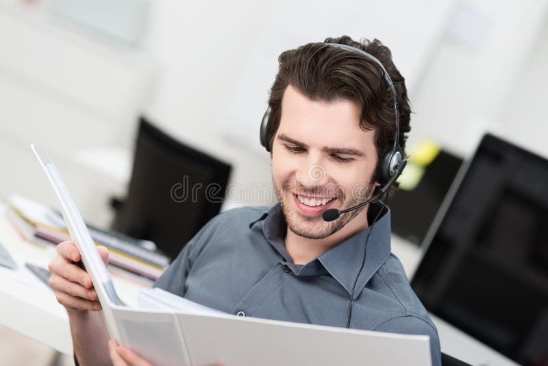 Call Centre Operator or Client Services Stock Image - Image of headset ...