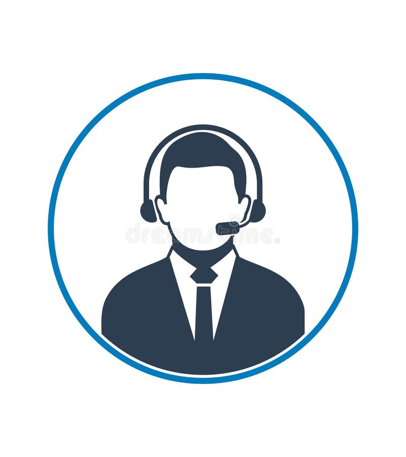 Call Centre Operator Icon with Headphone Symbol. Line Style Vector EPS ...