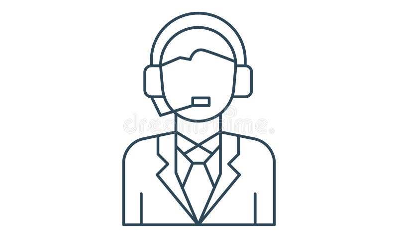 Call Centre Operator Icon with Headphone Symbol. Flat Style Vector EPS ...
