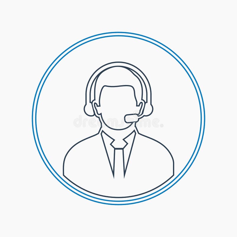 Call Centre Operator Icon with Headphone Symbol. Stock Vector ...