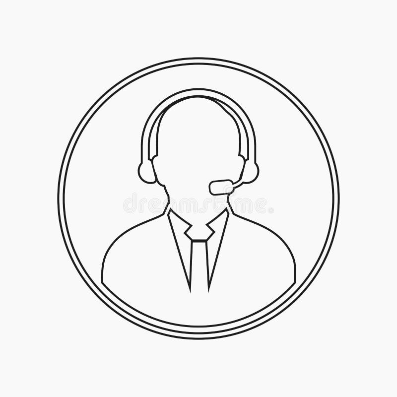 Call Centre Operator Icon with Headphone Symbol. Flat Style Vector EPS ...