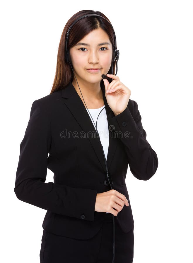 Call Centre Agent with Open Hand Palm Stock Image - Image of palm ...