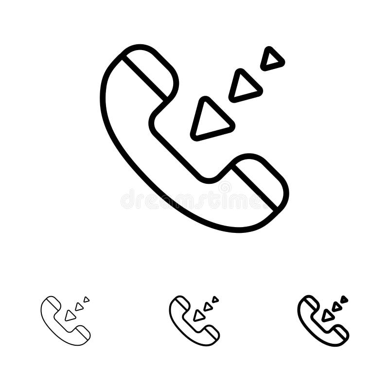Call, Communication, Incoming, Phone Bold and Thin Black Line Icon Set ...