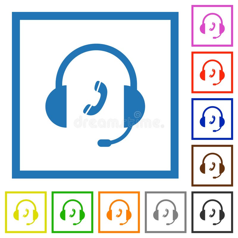 Call Customer Service Flat Framed Icons Stock Vector - Illustration of ...