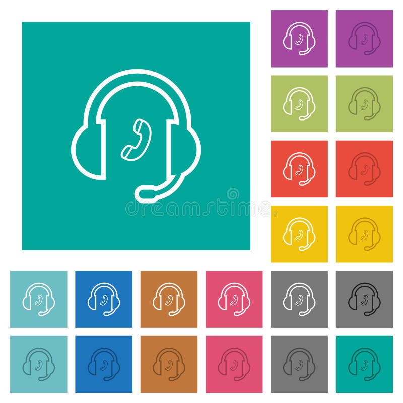 Call Customer Service Outline Square Flat Multi Colored Icons Stock ...