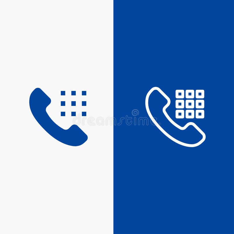 Call, Dial, Phone, Keys Line and Glyph Solid Icon Blue Banner Line and ...