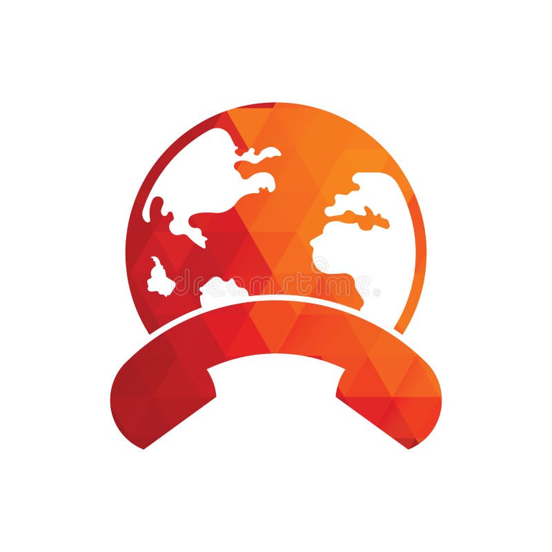 Call and Globe Icon. Globe with Handset Vector Logo Stock Vector ...