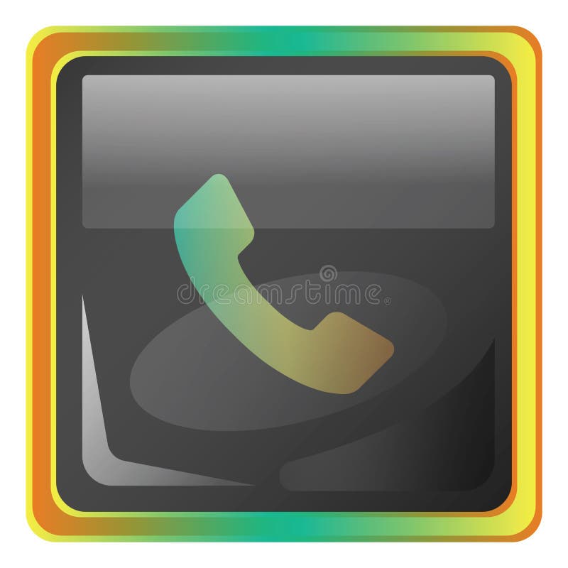 Call Grey Square Vector Icon Illustration with Yellow and Green Details ...