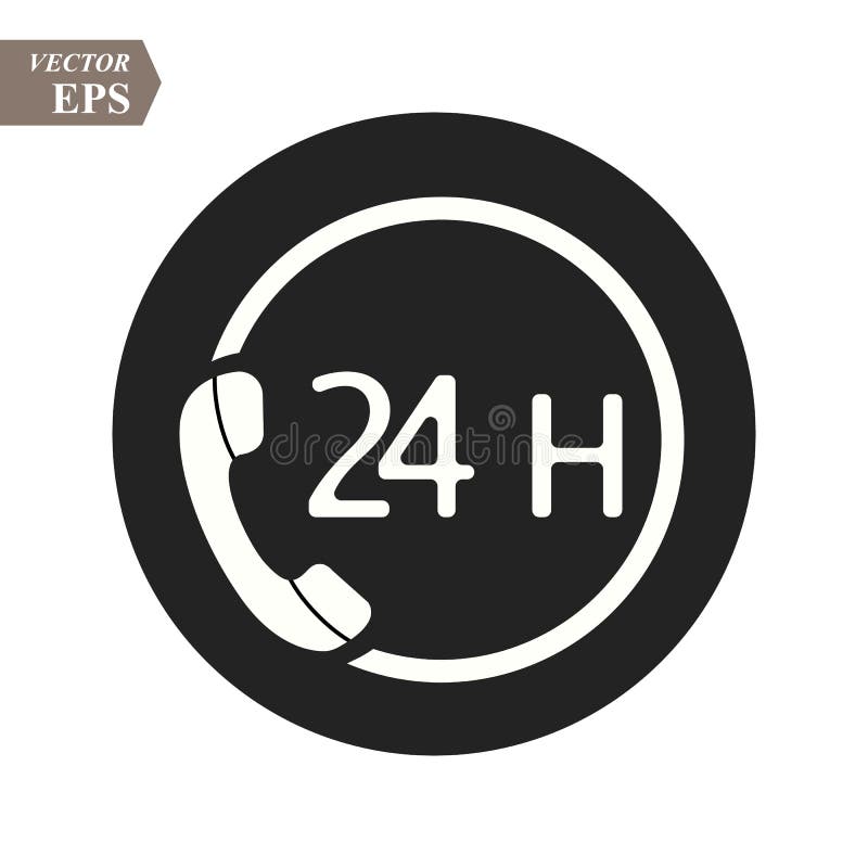Call 24H Icon. Vector Illustration, Flat Design Stock Illustration ...