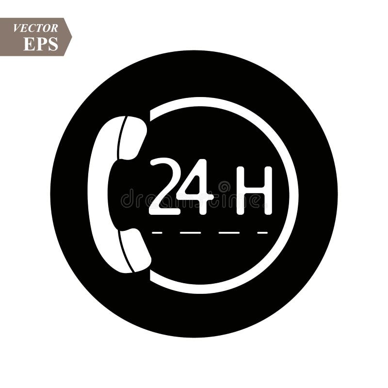 24 Hours Customer Service Sign Icons, Vector Illustration. Flat Design ...