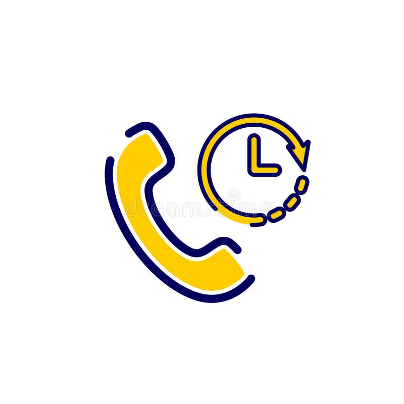 Call Icon with Clock Sign. Call Icon and Countdown, Deadline, Schedule ...