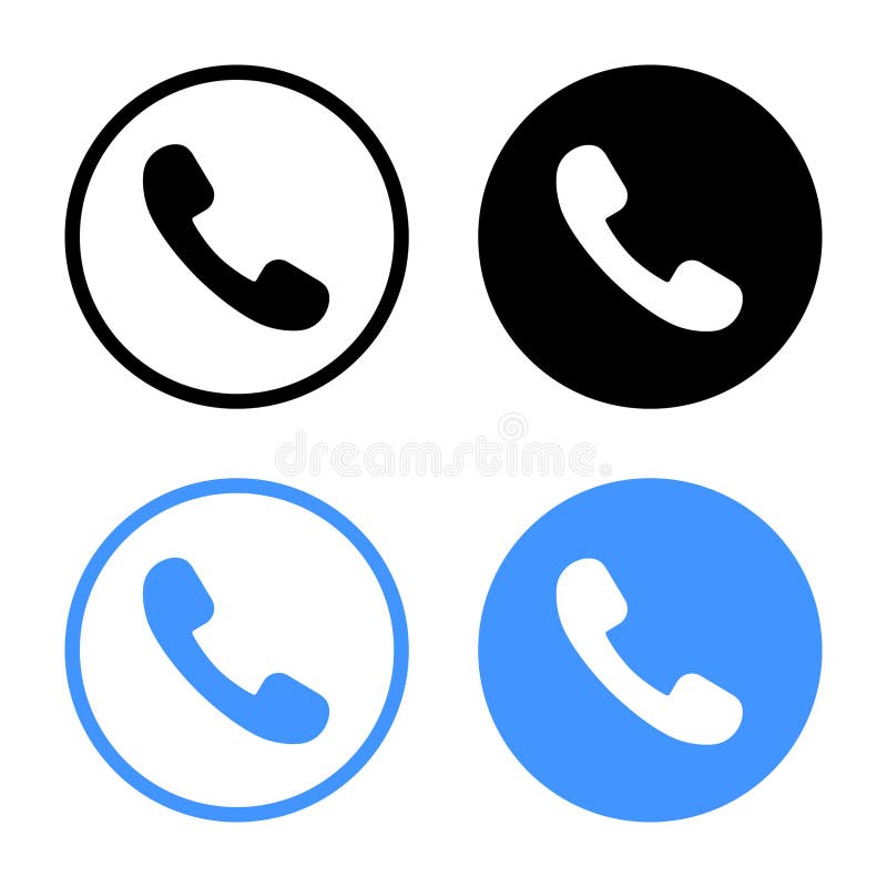 Call Icon Set on Circle Background. Handset Symbol Vector Stock Vector ...