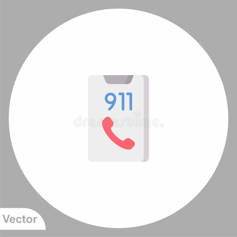 911 Call Vector Icon Sign Symbol Stock Vector - Illustration of police ...
