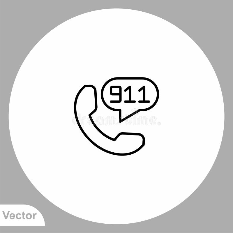 911 Call Vector Icon Sign Symbol Stock Vector - Illustration of number ...