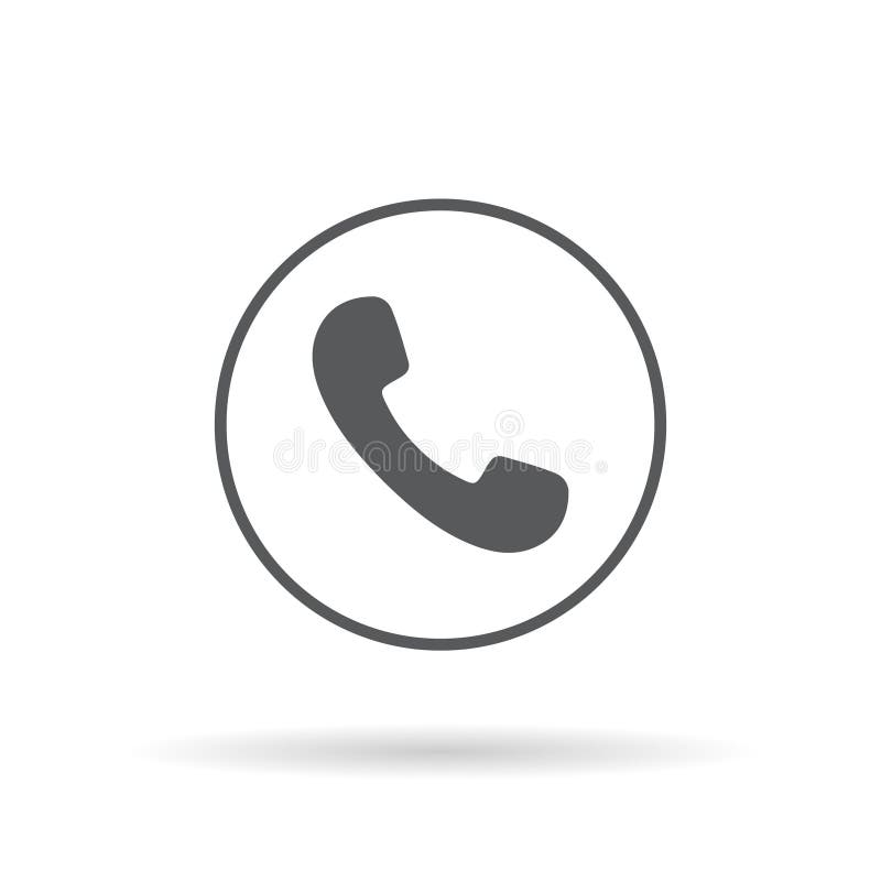 Call Icon Vector on Circle Line. Phone Button Symbol Isolated on White ...