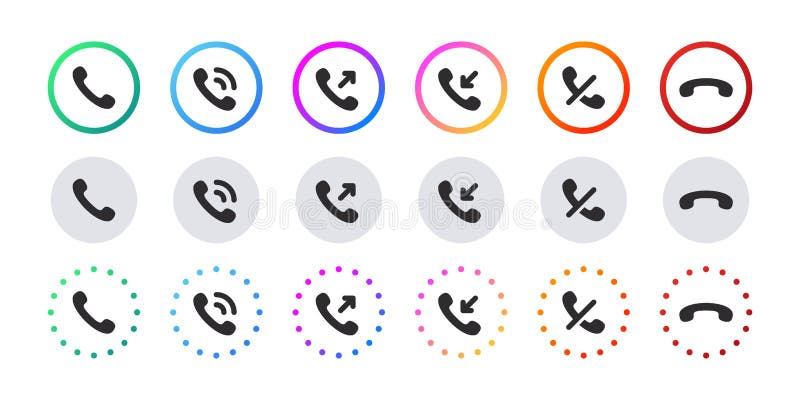Call Icons Set. Call Function Icons. Phone Call Icons Accept and ...