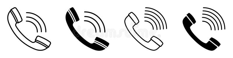 Call Icons Versions Set in Black Flat and Line Style Stock Vector ...