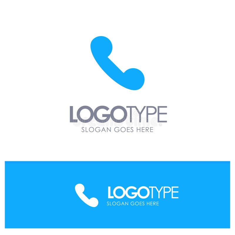 Call, Incoming, Telephone Blue Solid Logo with Place for Tagline Stock ...