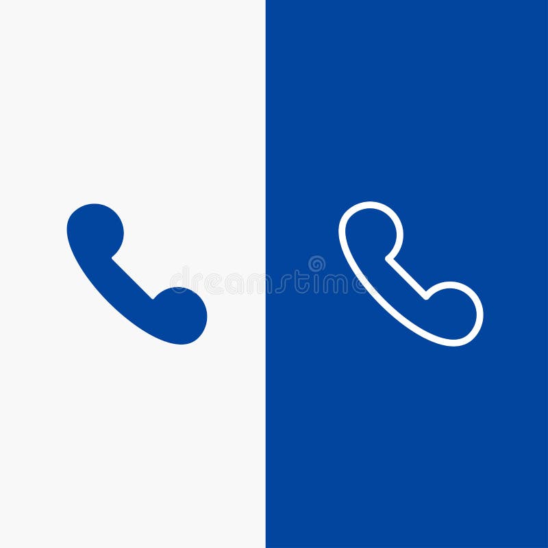 Call, Incoming, Telephone Line and Glyph Solid Icon Blue Banner Line ...