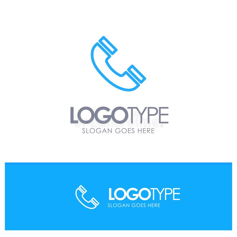 Call, Interface, Phone, Ui Blue OutLine Logo with Place for Tagline ...