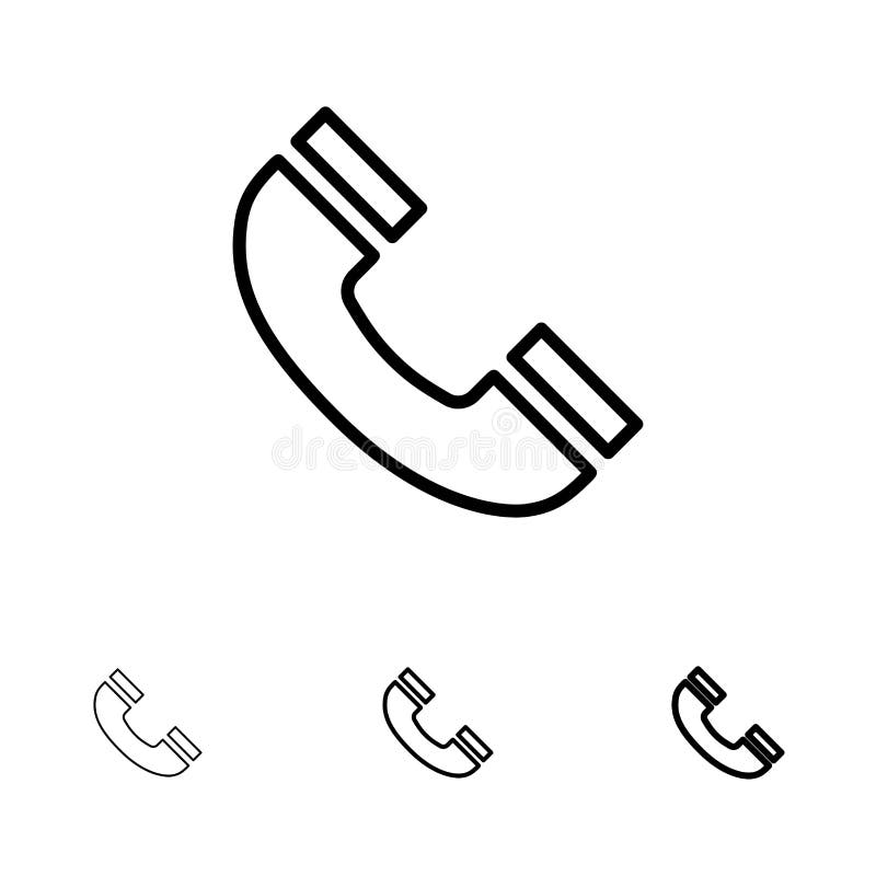 Call, Interface, Phone, Ui Bold and Thin Black Line Icon Set Stock ...