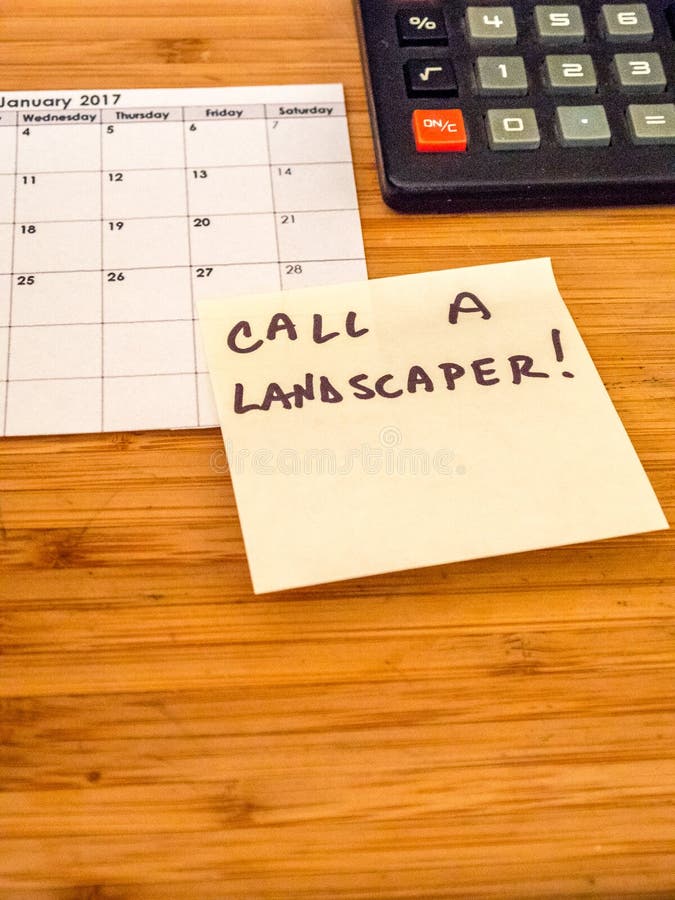 Call a Landscaper, Post it Reminder, Copy Space Stock Image - Image of ...