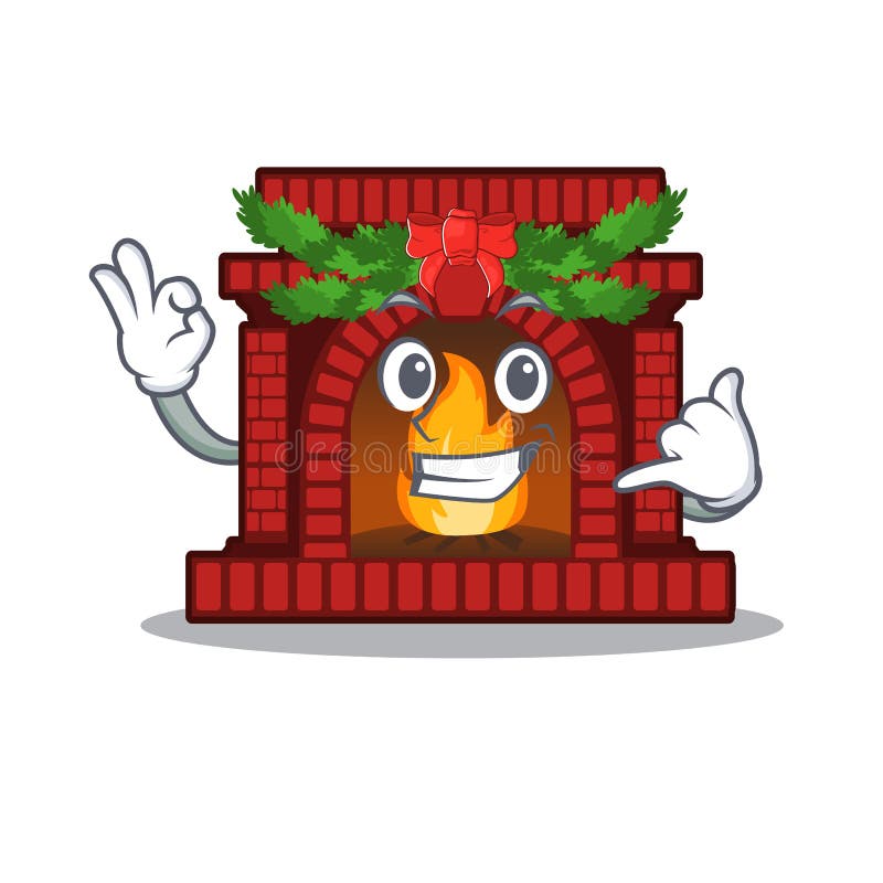 Call Me Christmas Fireplace on with the Character Stock Vector ...