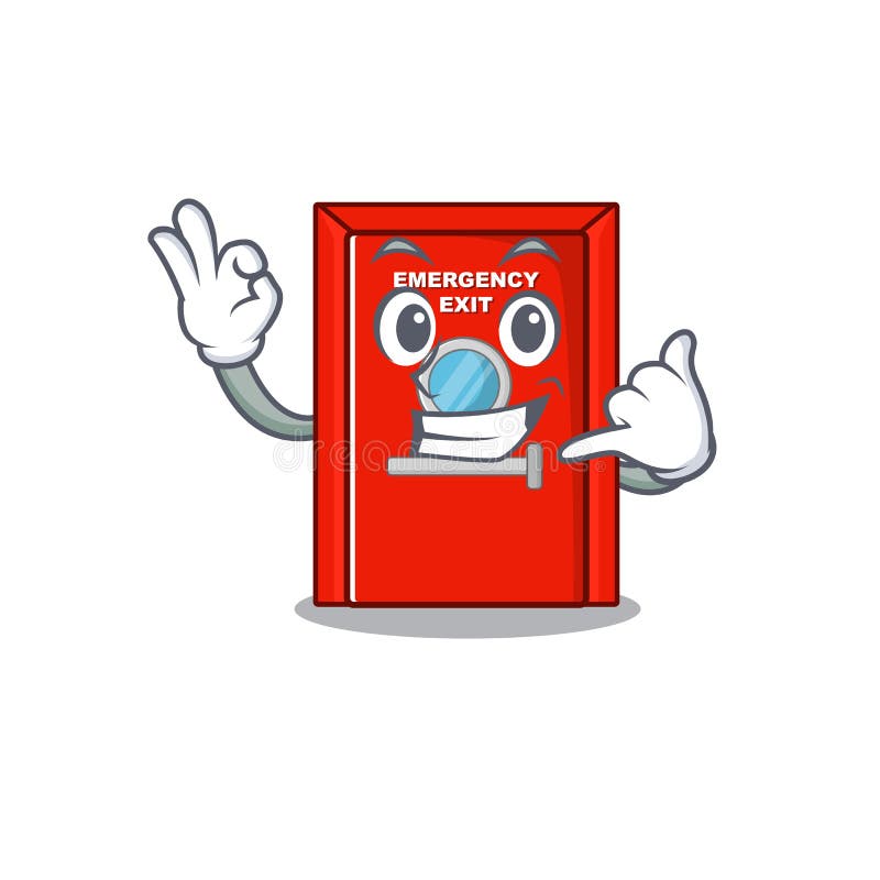 Call Me Emergency Exit Door with Cartoon Shape Stock Vector ...