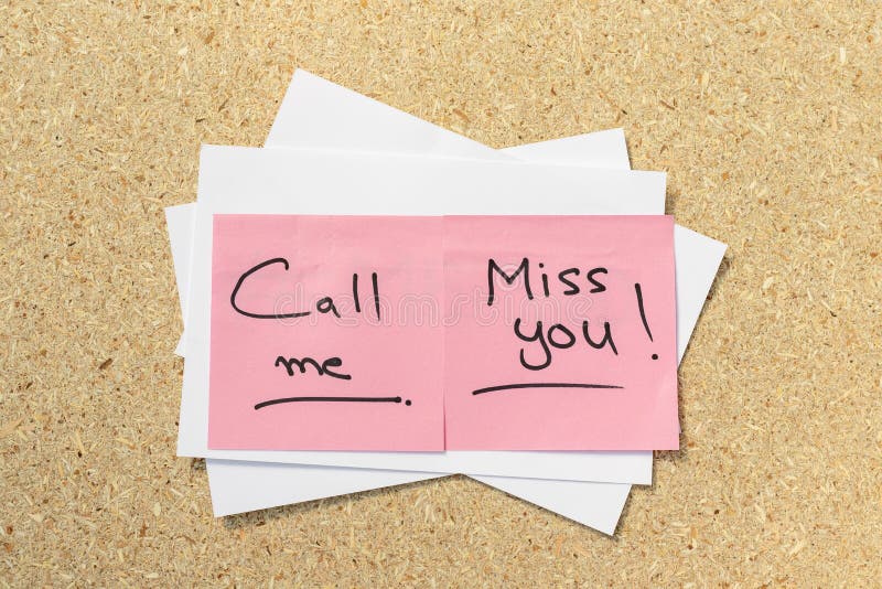 Call Me and Miss You Hand Written Notes Stock Image - Image of reminder ...