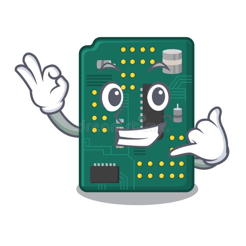 Okay Circuit Board Pcb In Cartoon Shape Stock Vector Illustration Of Cartoon High 149491857