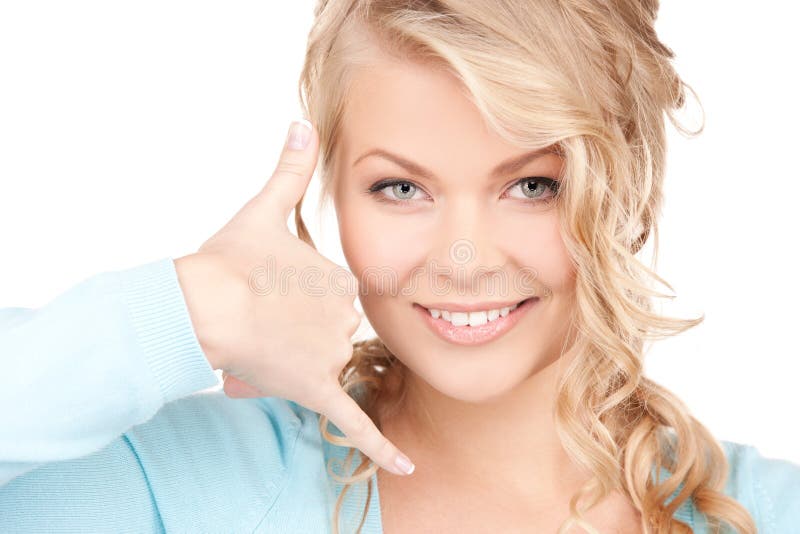 Call me stock image. Image of lovely, caucasian, happy - 40672571