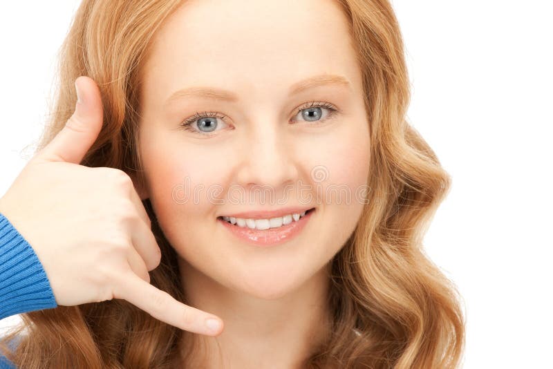 Call me stock image. Image of joyful, hand, businesswoman - 40836409