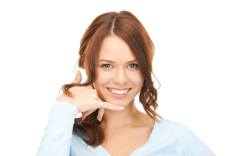 Call me stock image. Image of girl, caucasian, face, closeup - 41007201