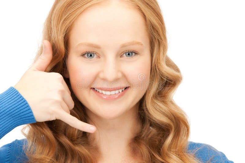 Call me stock image. Image of female, bright, gorgeous - 41092467