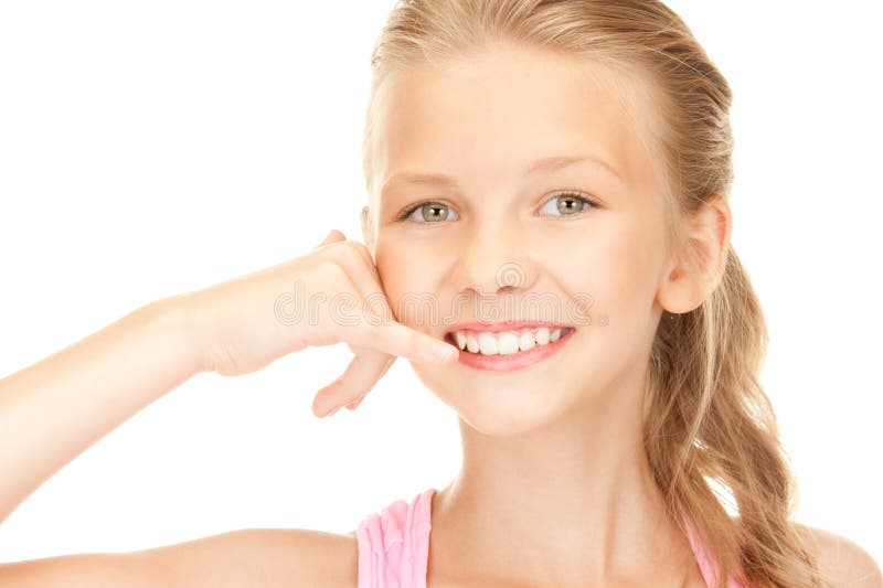 Call me stock photo. Image of cute, female, bright, human - 40904702