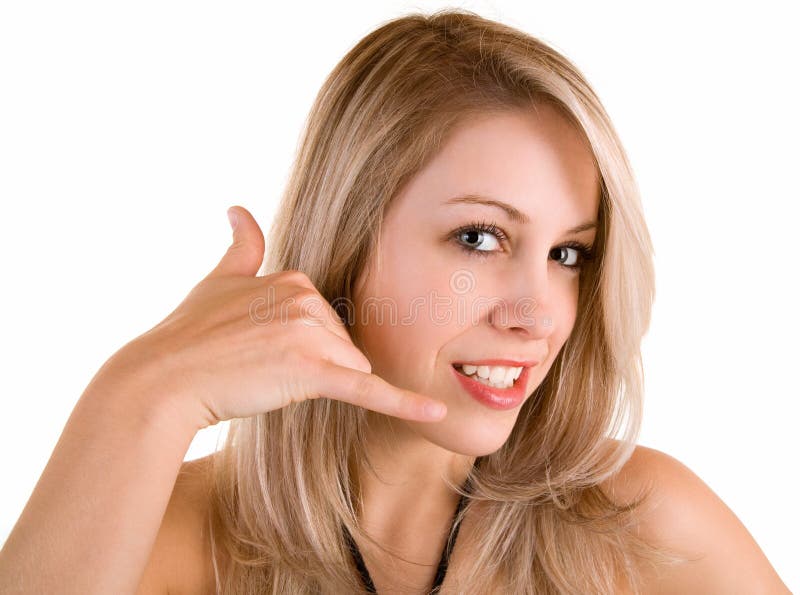 Call Me Sign stock image. Image of finger, people, blonde - 4716349