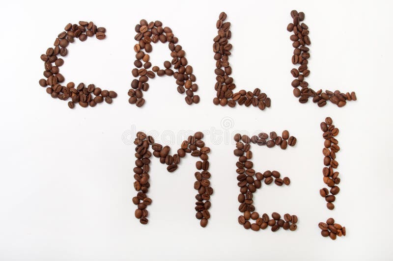 Call Me Sign Coffee Beans Over White Background Stock Photos - Free ...