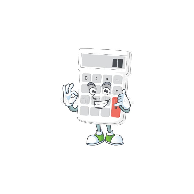 Calculator Cartoon Character with Cute Emoticon Bring Money Stock ...