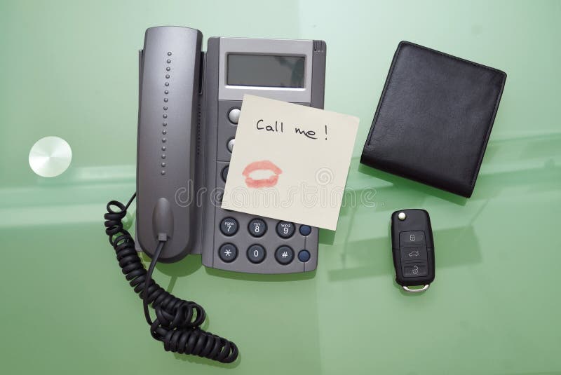 Call Me Written on a Ticket with Kiss with Lipstick on the Phon Stock ...