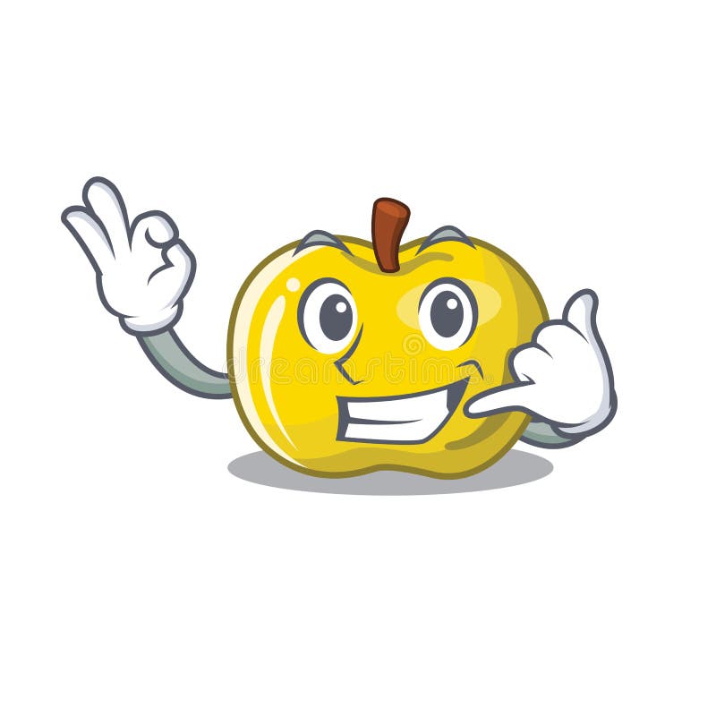 Call Me Yellow Apple in a Cartoon Basket Stock Vector - Illustration of ...