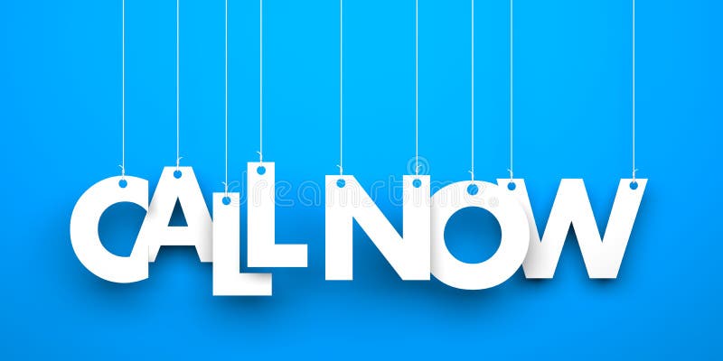 CALL US - Word Hanging on Blue Background Stock Illustration ...