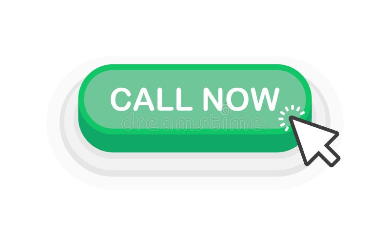 Call Now Green 3D Button in Flat Style Isolated on White Background ...