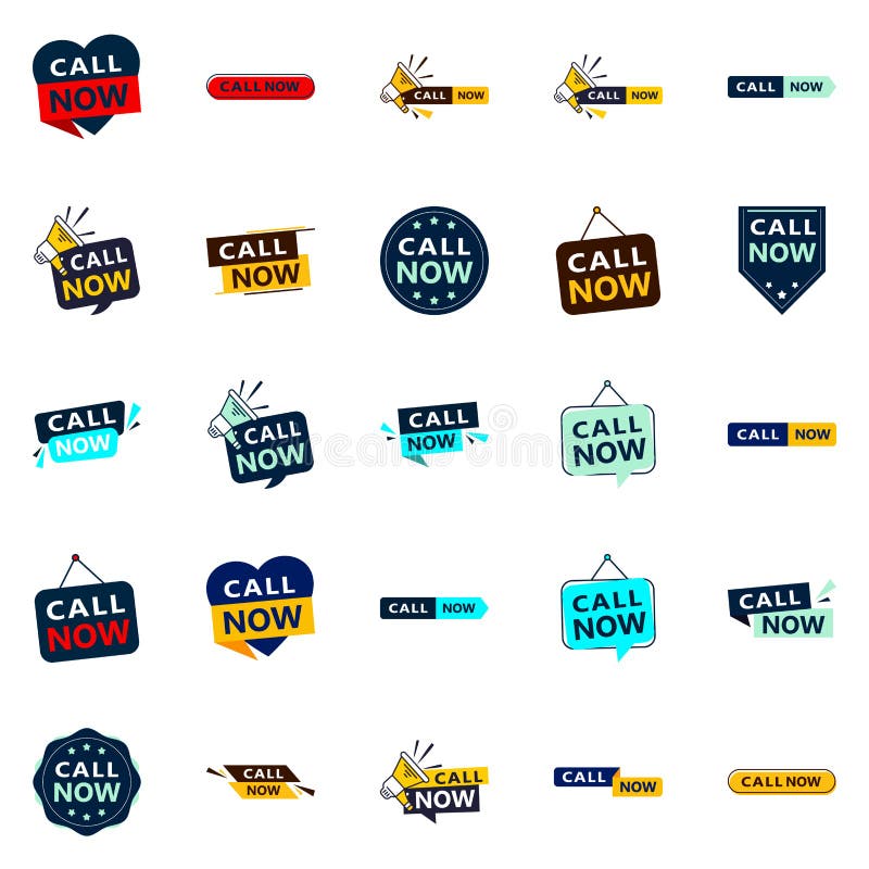 Call Now 25 Modern Typographic Elements To Encourage Calling Stock ...