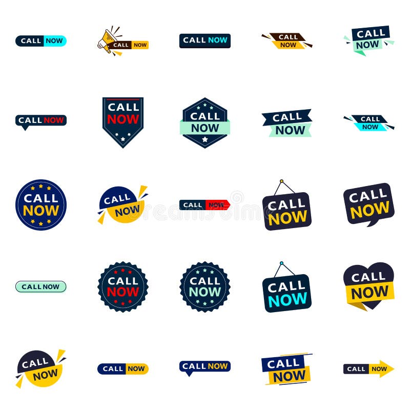 Call Now 25 Modern Typographic Elements To Encourage Calling Stock ...