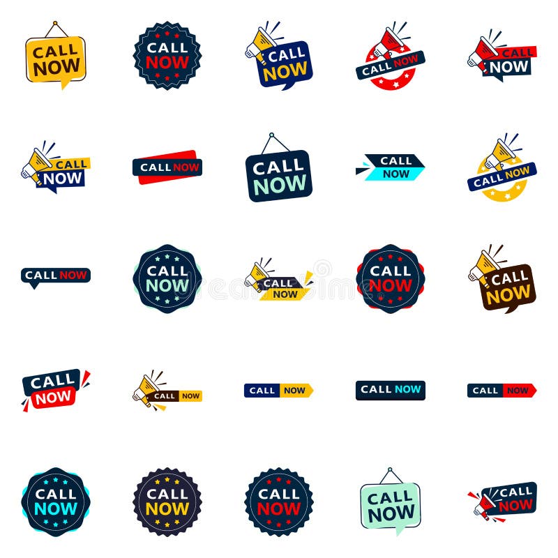 Call Now 25 Modern Typographic Elements To Encourage Calling Stock ...