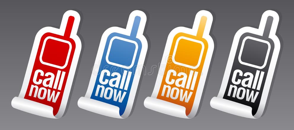 Call now stickers. stock illustration. Illustration of internet - 19099760