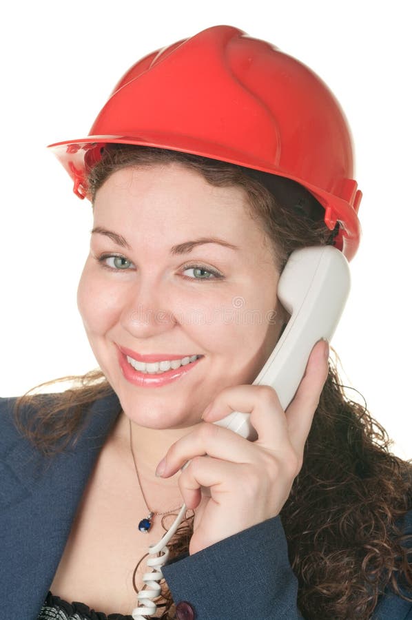 Call operator in hard hat stock image. Image of helmet - 15671183